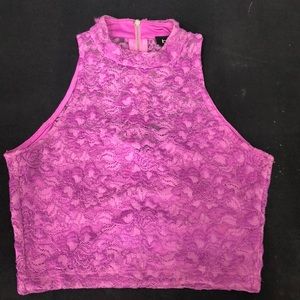 bebe | Tops | Bebe Purple Lace Crop Top Showing Belly | Poshmark